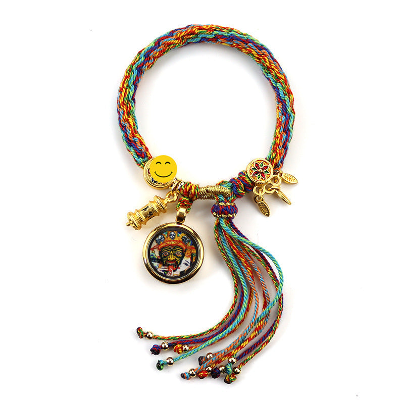 Tibetan thangka hand rope hand rubbing cotton rope woven bracelet five ...