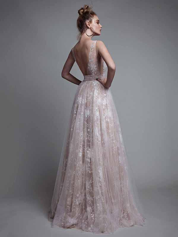 Lace Deep V-back Evening Dress – boholooks