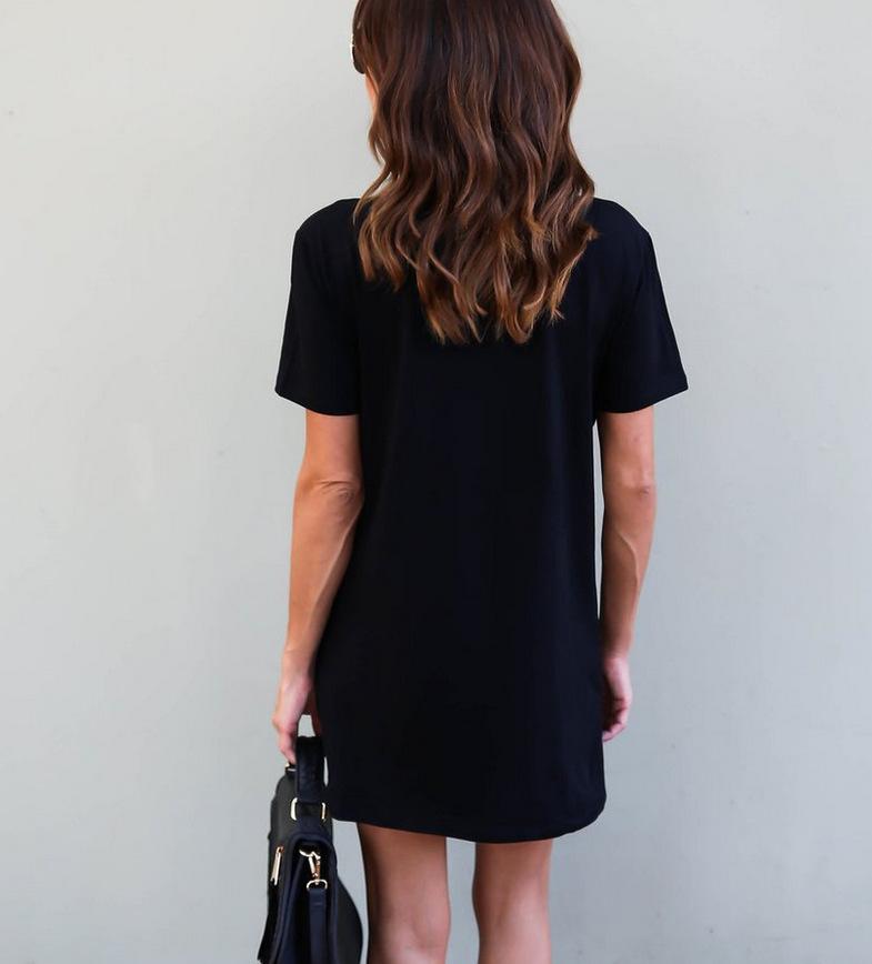 Women Floral Short Sleeve Boho Black Mini Dress – boholooks