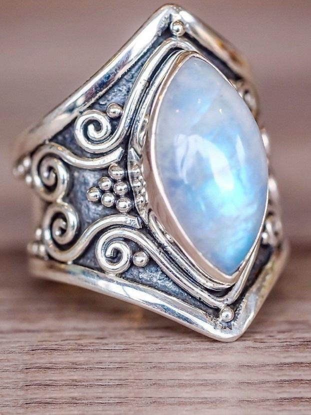 Vintage Moonstone Exaggerated Ring Jewelry – boholooks